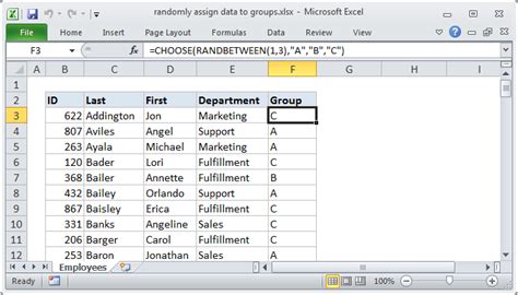 excel formula randomly assign data to groups exceljet