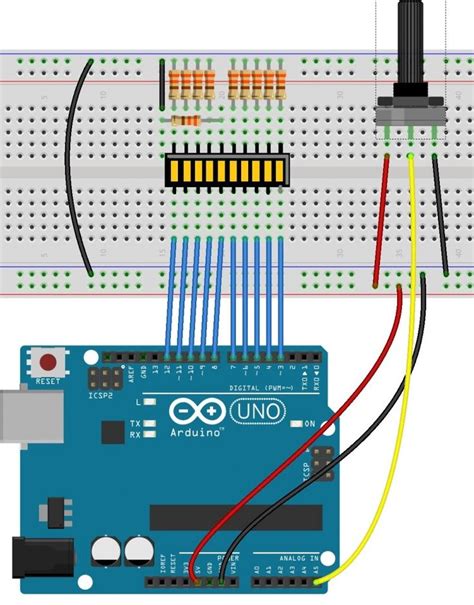 circuito con un bar led tienda y tutoriales arduino domótica