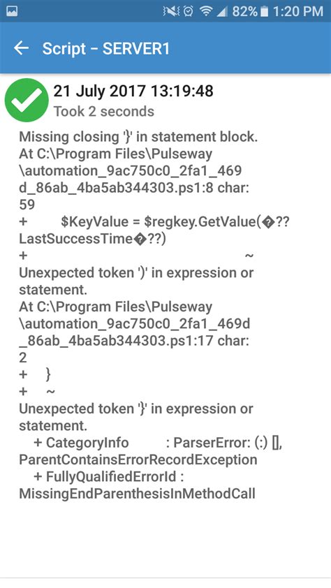 powershell scripts not working bugs pulseway