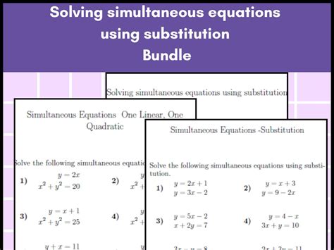 Solving Simultaneous Equations Using Substitution Bundle Teaching