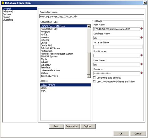 pl dwh pentaho data integration connection sql server