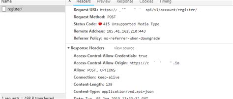 server responded with a status of 415 unsupported media type vue js