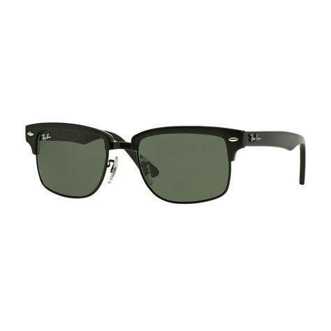 Mens Clubmaster Square Sunglasses Glossy Black Green Ray Ban
