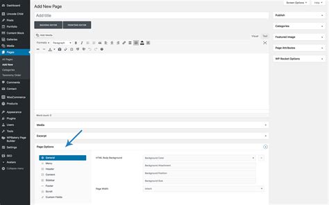 page options uncode theme documentation and help center