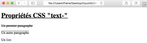 les propriétés css de type text