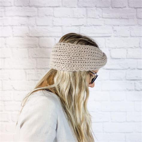 Chunky Knit Twisted Turban Headband Womens Wide Knitted Ear Etsy