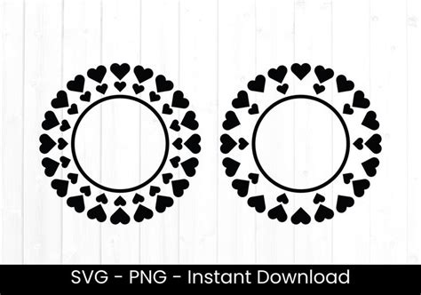 Layered Circle Frame Svg Heart Frame Cut File Commercial Use Etsy