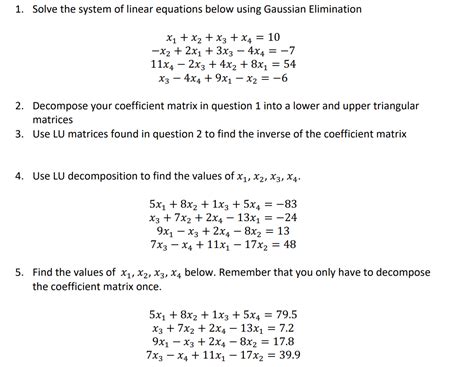 Solved 1 Solve The System Of Linear Equations Below Using
