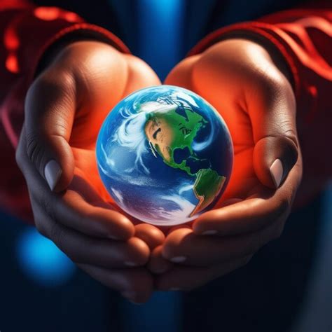 E Segurando E Protegendo A Terra O Planeta Brilhante Dia Da Terra Salve