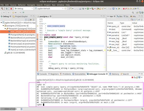 how to build and debug postgresql 12 using latest eclipse ide on ubuntu
