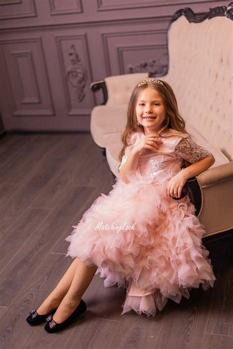 Blush Pink Girl Tulle Dress Lace Flower Girl Dress Blush Etsy