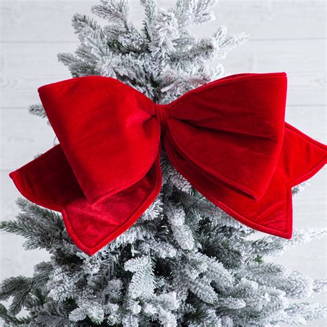 Large Lux Red Velvet Wired Holiday Double Oversized Christmas Tree Bow