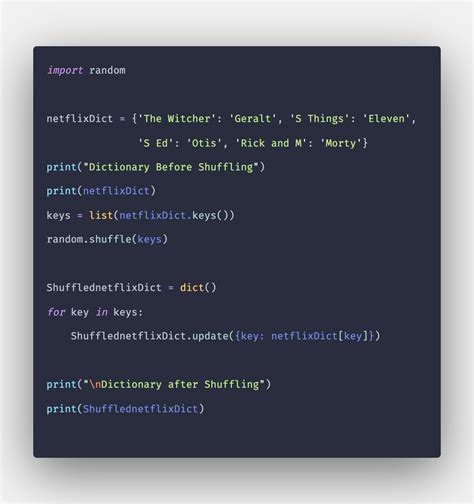 Случайное перемешивание списка в Python с помощью функции Random Shuffle