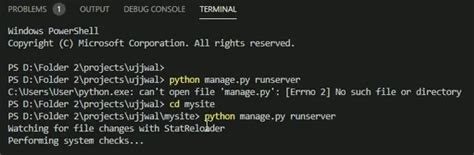 how to fix python can t open file manage py [errno 2] no such file