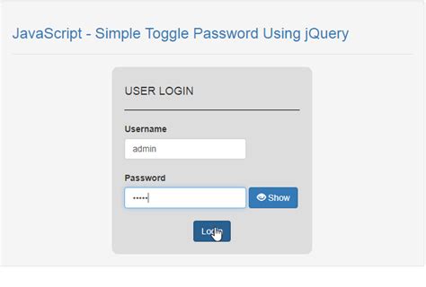 javascript simple toggle password using jquery free