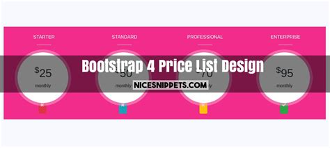 price list design using html css and bootstrap 4 price