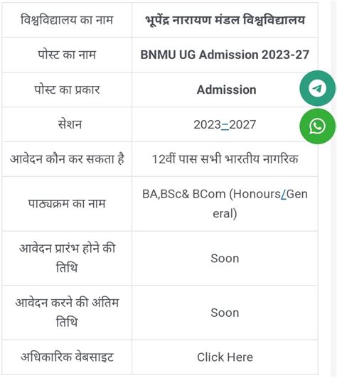 Bnmu Ug Admission 2023 27 Ba Bsc Bcom Admission Online Apply Start