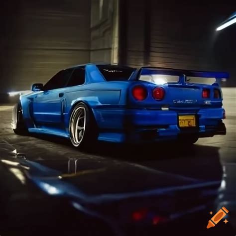 A Nissan Skyline Gtr R34 Drifting In Togue On Craiyon