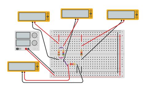 circuit design práctica 17 medir tensión caso a tinkercad