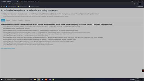 unable to resolve service context while