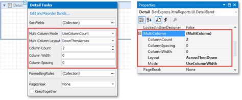 create a multi column report reporting devexpress