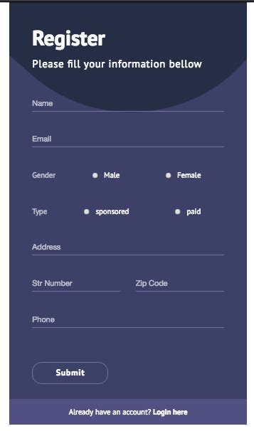 Css Registration Forms Templates