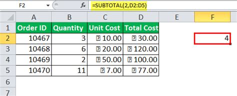 subtotal function in excel syntax example how to use