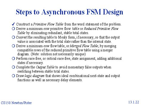 steps to asynchronous fsm design