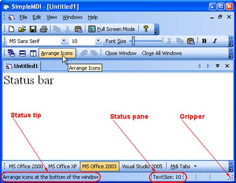 digital glossary status bar
