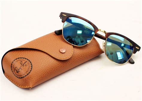 Ray Ban Clubmaster Retro 50s Mod Flash Lens Sunglasses Blue