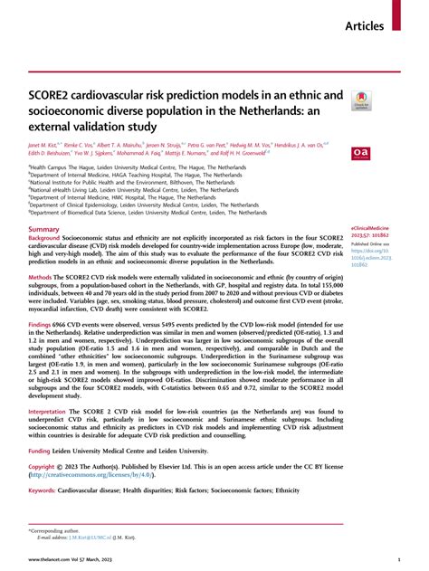 Pdf Score2 Cardiovascular Risk Prediction Models In An Ethnic And