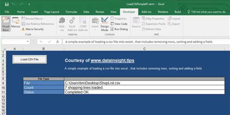 excel vba to load csv files data insight consulting