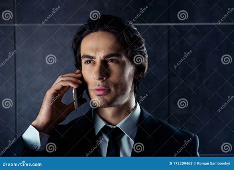 Closeup Portrait Of Handsome Young Man Talk On Phone Stock Image
