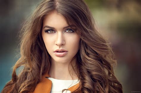 Download Long Hair Hazel Eyes Face Brunette Woman Model Hd Wallpaper By