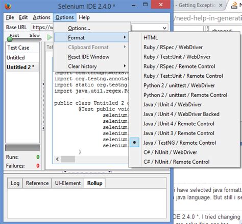 need help in generating scripts in java language in