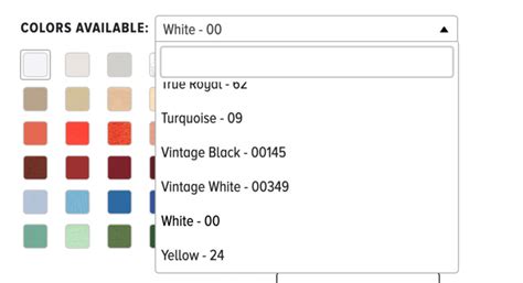 dropdown menu and color swatch