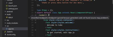 vscode react native typescript breakpoint not hit source map stack