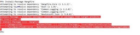 error while installing hangfire with nuget stack overflow