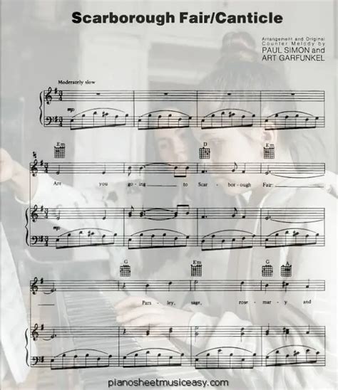 Scarborough Fair Piano Sheet Music E Minor