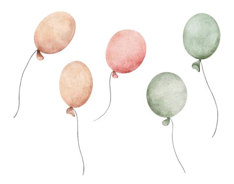 Set Of Colorful Balloons Watercolor Illustration 5894092 Vector Art