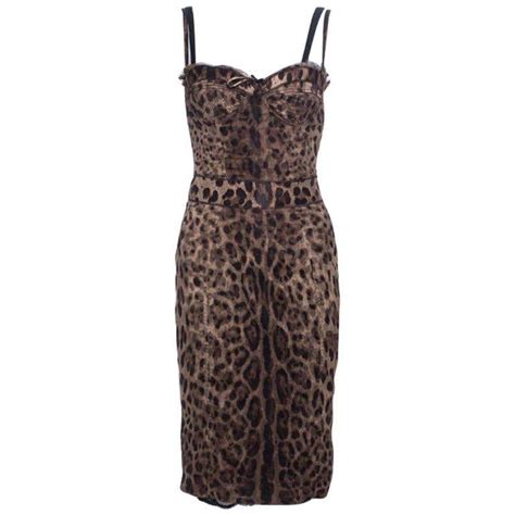 Dolce And Gabbana Brown Leopard Print Silk Tulle Bustier Dress S At 1stdibs