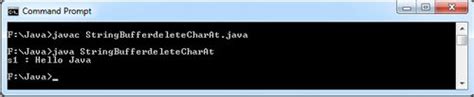 stringbuffer deletecharat method in java example
