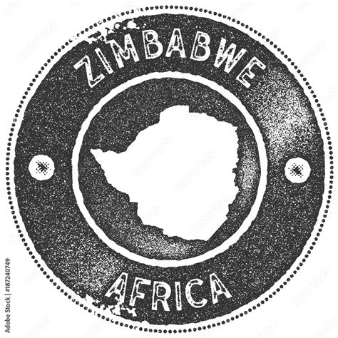 Zimbabwe Map Vintage Stamp Retro Style Handmade Label Badge Or