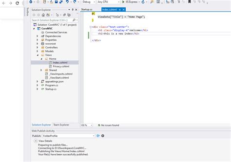 core mvc app not updating view unless entire project