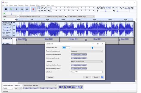 via audacity 1 2