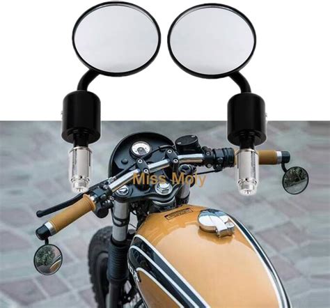 7 8 22mm Motorcycle Handlebar Bar End Mirror 3 Inch Round Rear View