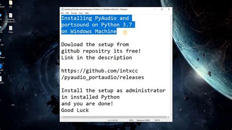 installing pyaudio and portsound on python 3 7 windows machine youtube