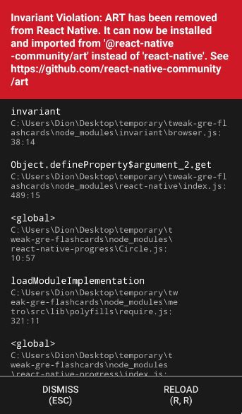 react naitve error invariant violation art has been