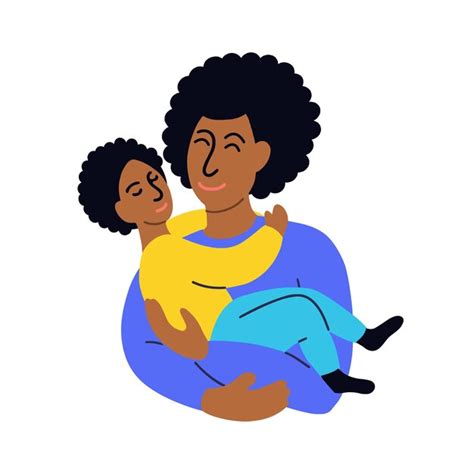 Père Afro Américain Portant Son Fils Fête Des Pères Vecteur Premium