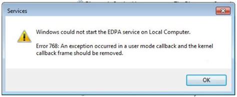 error windows could not start the edpa service on the local computer